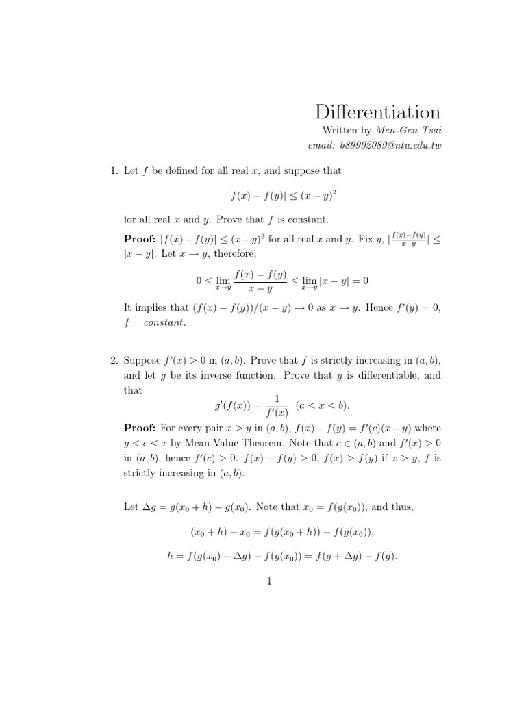 Probs N Sols On Differentiability | PDF