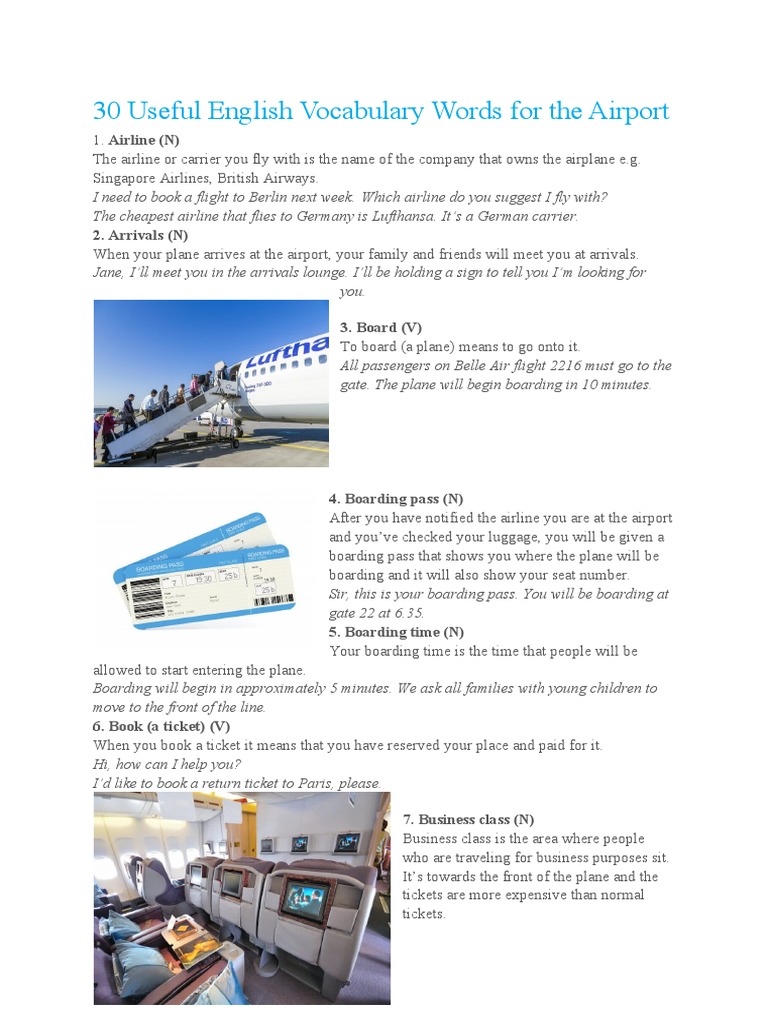 Airport Vocabulary Guide | PDF