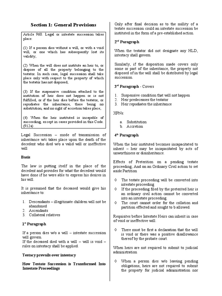 Succession - Intestate Succession | PDF