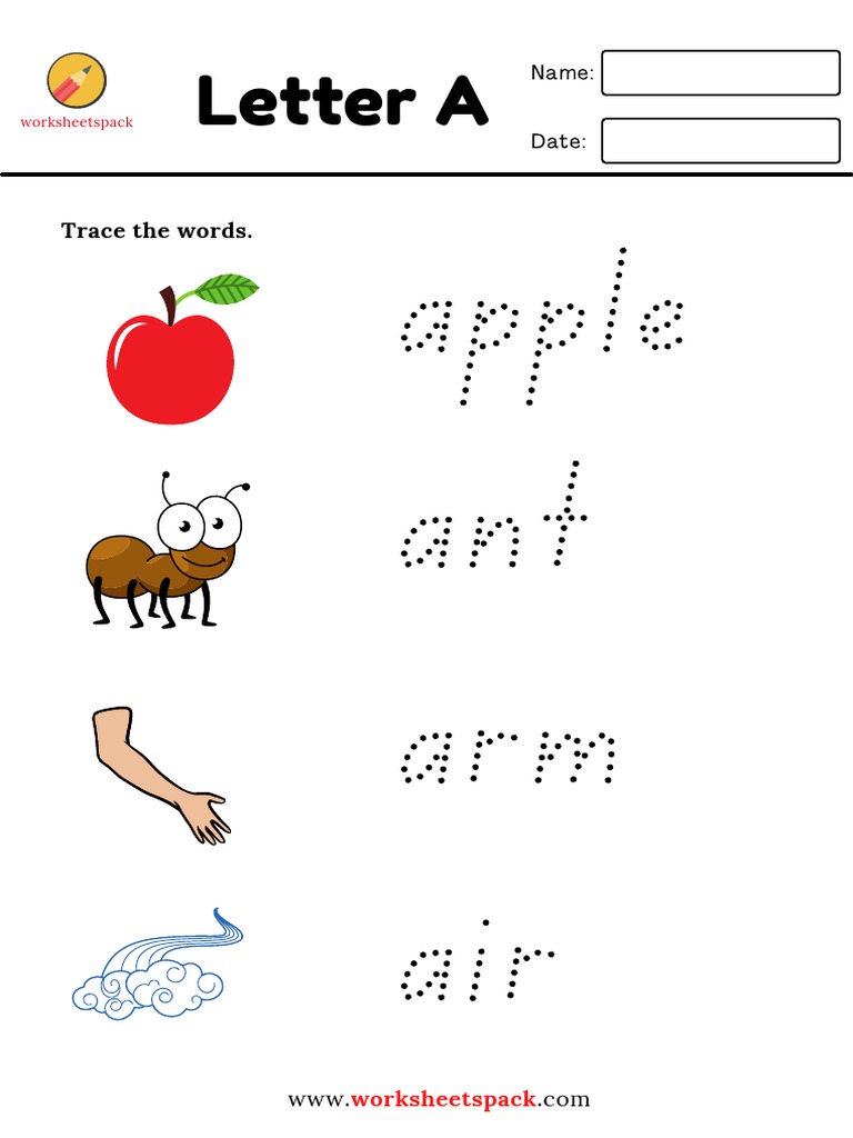 Tracing Words For Kids A To Z | PDF