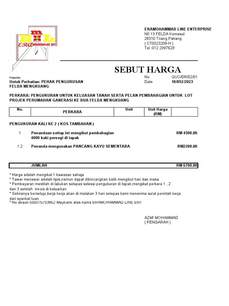 Sebut Harga Felda Mengkuang 2 | PDF