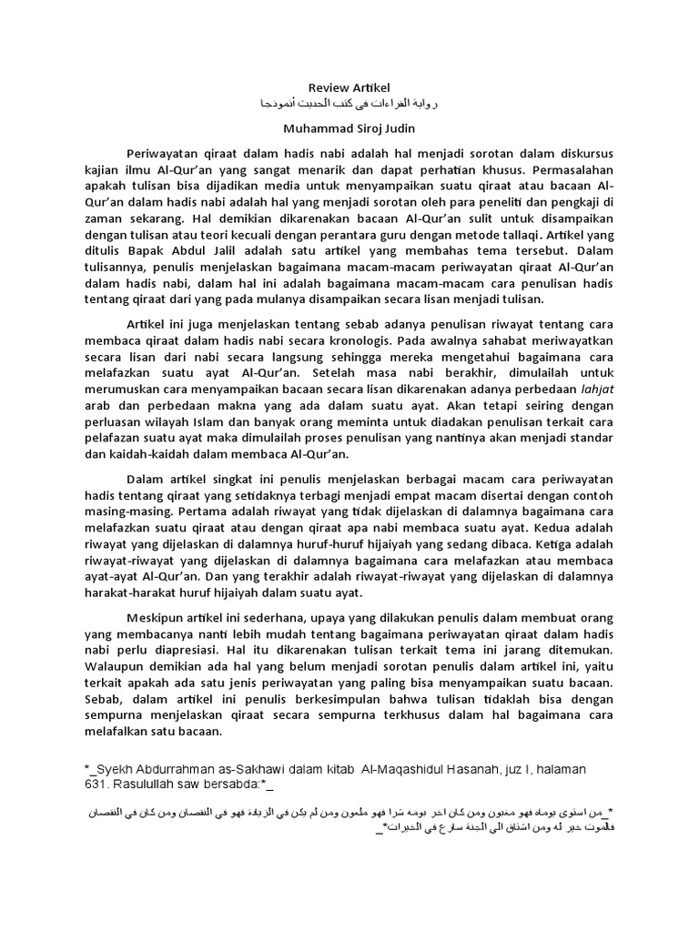 Muhammad Siroj Judin - Review Jurnal | PDF