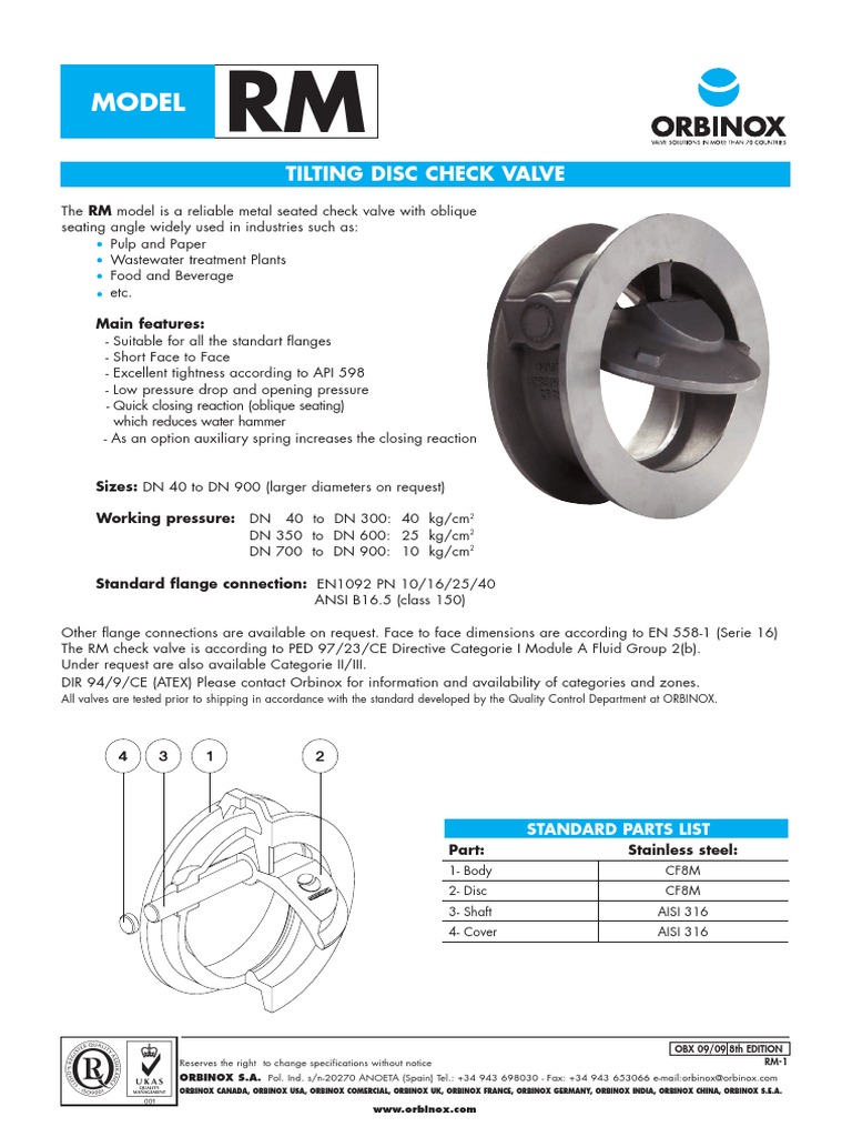 RM Model Tilting Disc Check Valve | PDF