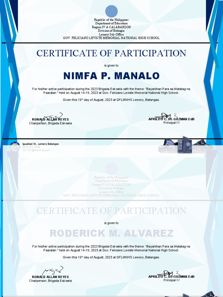 Mapeh Cert Brigada 2023 | PDF | Philippines