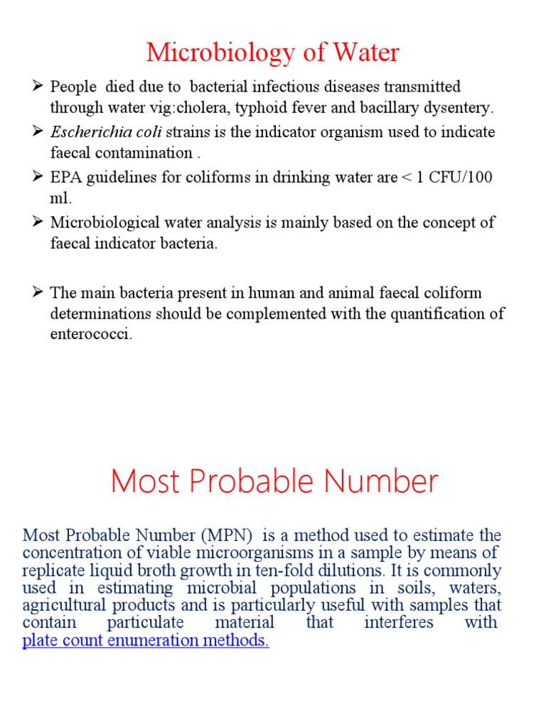 Microbial Analysis of Water Using MPN | PDF | Diseases And Disorders ...