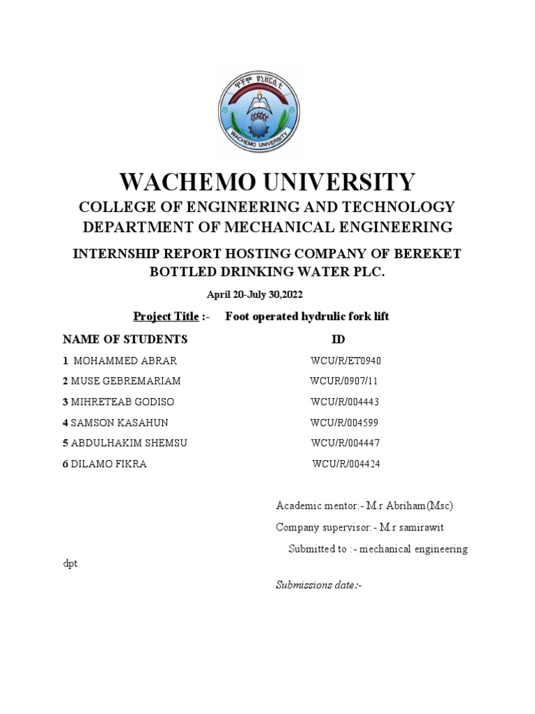 TENA WATER PLC. Internship Report | PDF