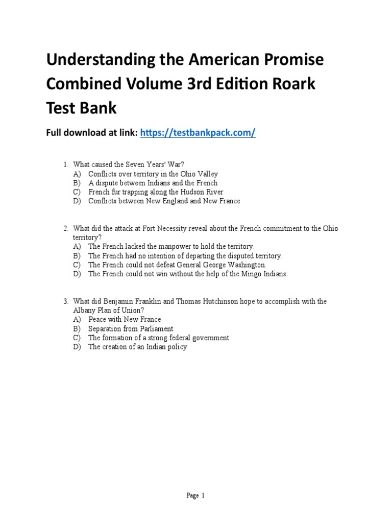 Understanding The American Promise Combined Volume 3rd Edition Roark ...