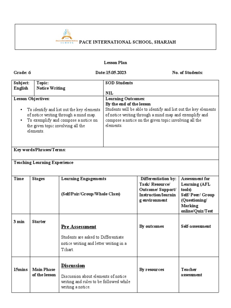 GR 6, Notice Writing | PDF