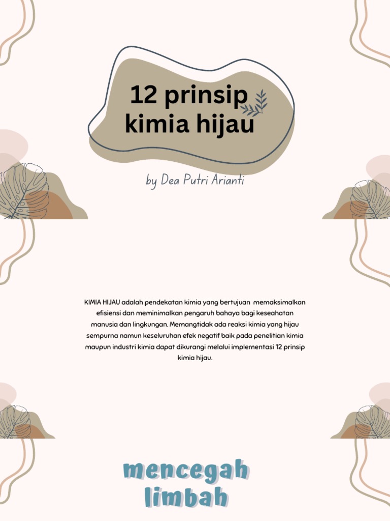 12 Prinsip Kimia Hijau (Dea Putri Arianti Ex7) | PDF | Kesehatan Holistik | Sains & Matematika