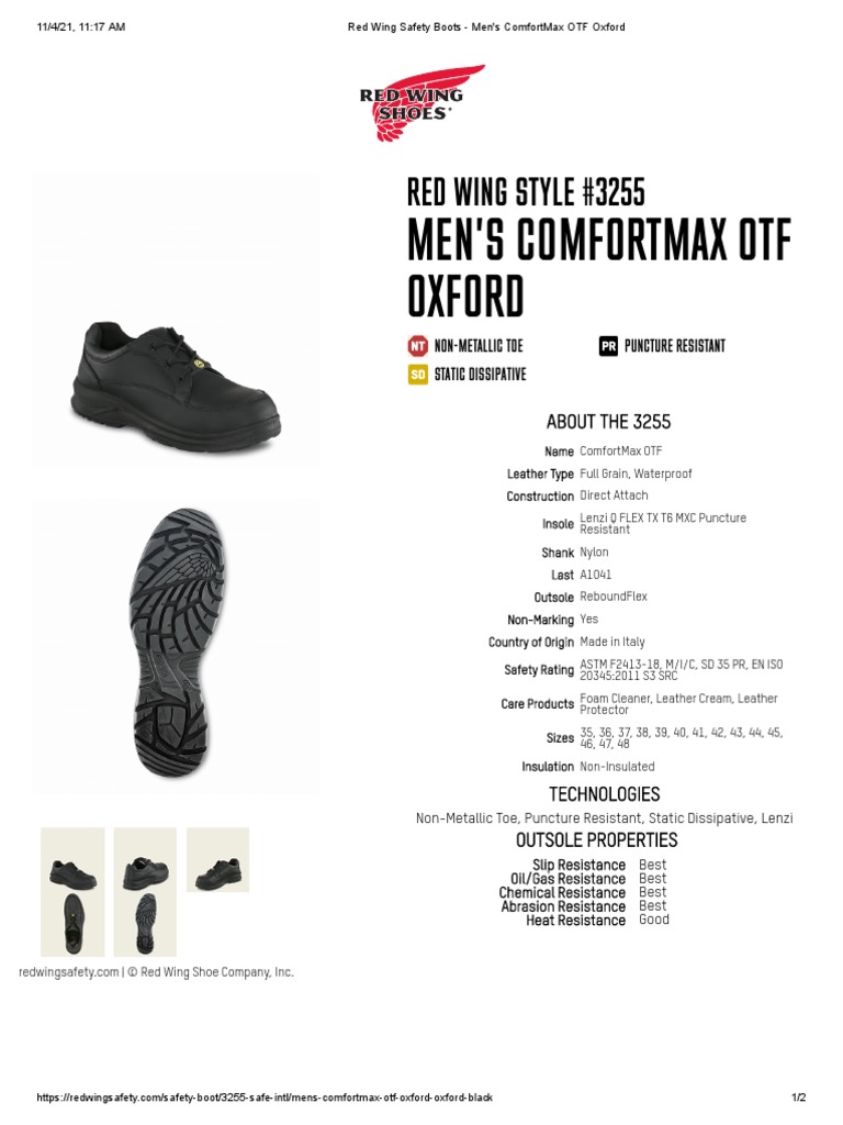 Red Wing 3255 OTF Safety Boots Overview | PDF