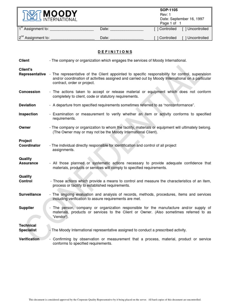 6) SOP-1105 Definitions | PDF | Verification And Validation | Business