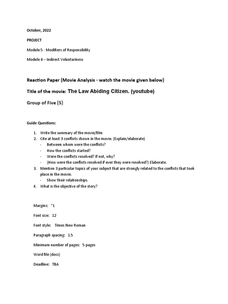 Reaction Paper Movie Analysis | PDF