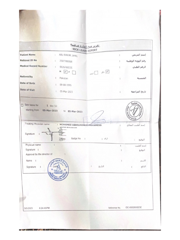 Sick Leave Report | PDF