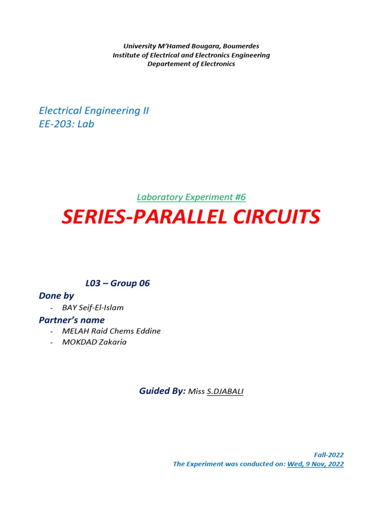 Lab 6, Sereis-Parallel Circuits | PDF
