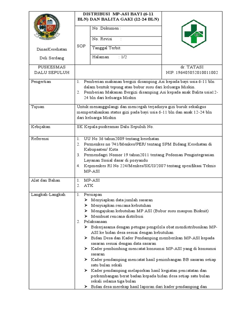 Sop Distribusi MP ASI | PDF