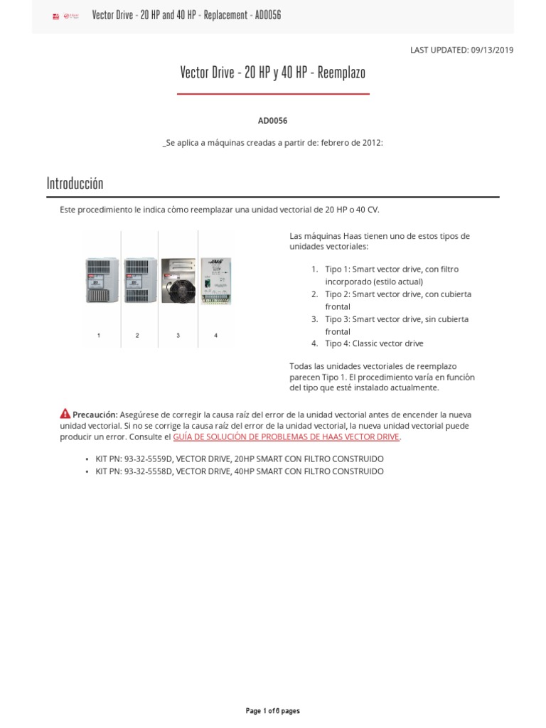 Vector Drive - 20 HP and 40 HP - Replacement0 | PDF