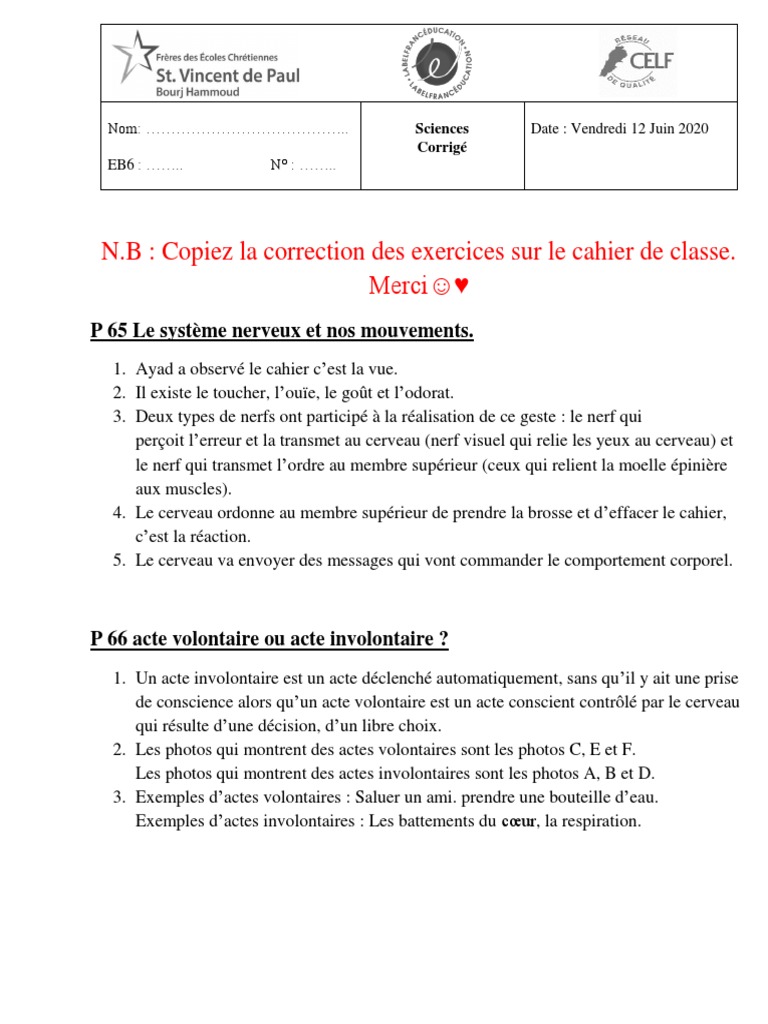 Eb6 Corrigé Sciences Pdf