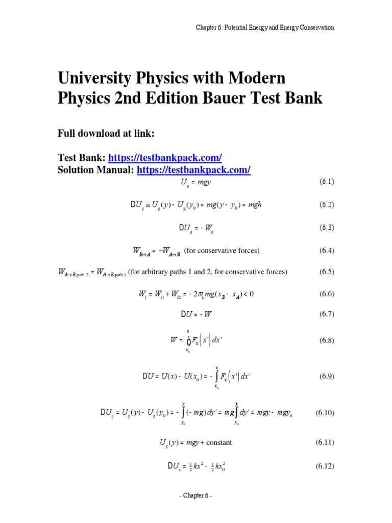 University Physics With Modern Physics 2nd Edition Bauer Test Bank ...