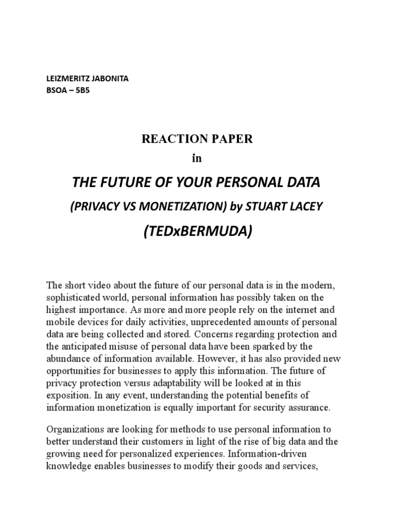 LeizmeritzJabonita - Data Reaction Paper | PDF