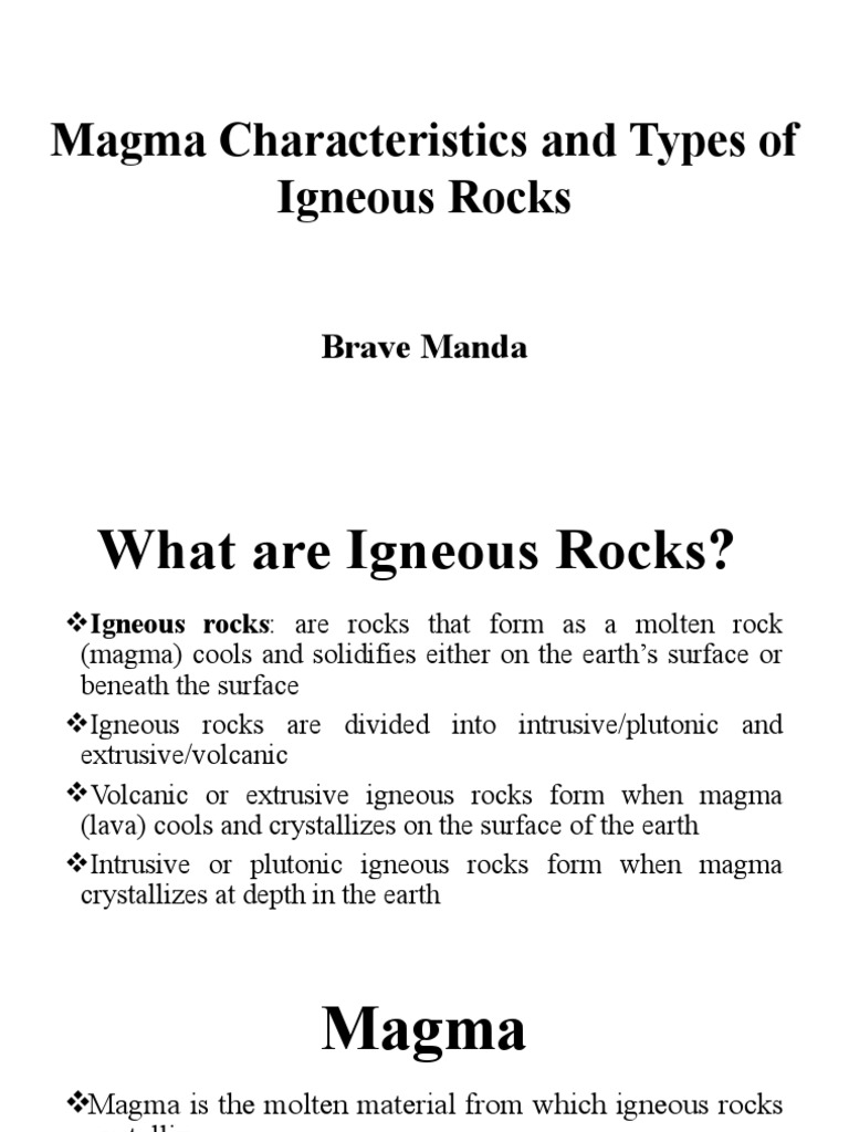 Lecture 3 - Magma Characteristics and Types of Igneous Rocks | PDF ...