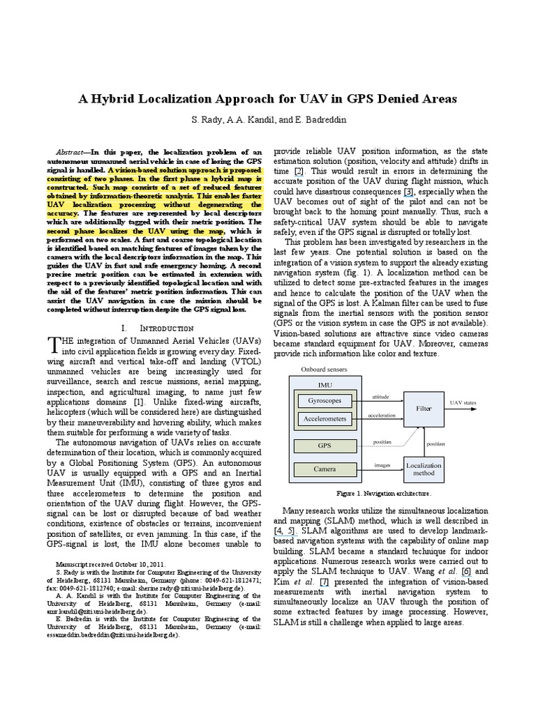A Hybrid Localization Approach For Uav With Installed Map Pdf Unmanned Aerial Vehicle