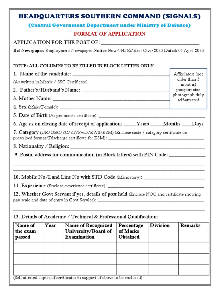 VacancyForm.org-Army-HQ-Southern-Command-Signals-Recruitment-2023 ...