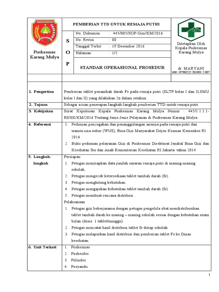 Pemberian TTD untuk Remaja Putri | PDF | Pengembangan Diri