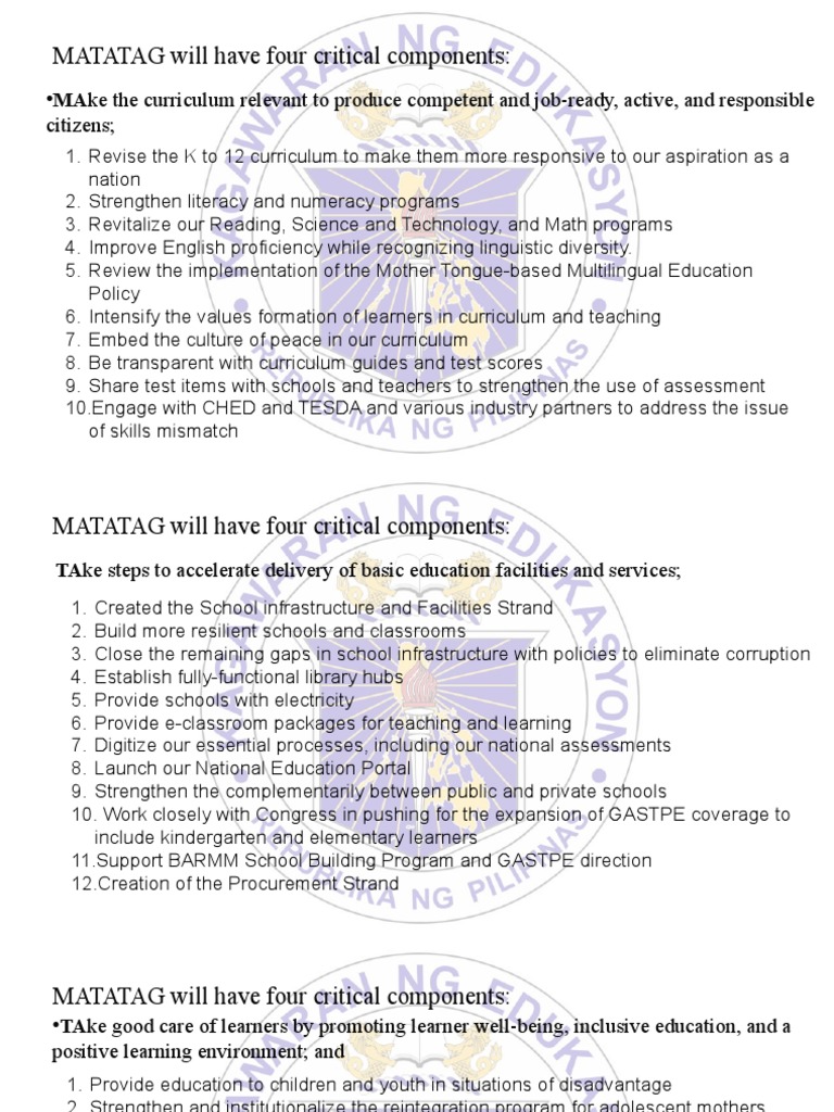 MATATAG Program | PDF | Teachers | Curriculum