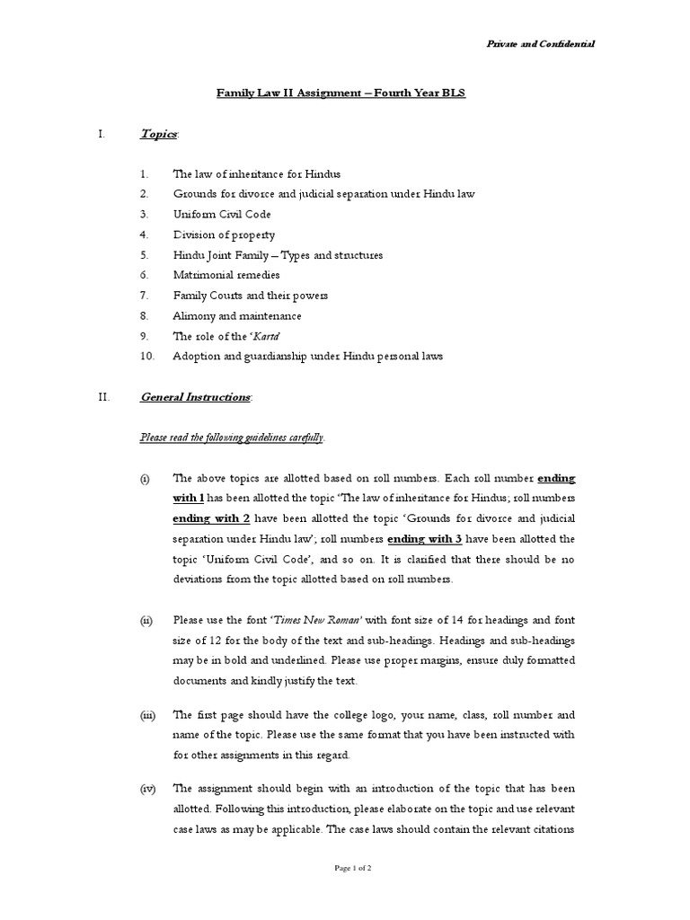 Family Law II Assignment Guidelines | PDF