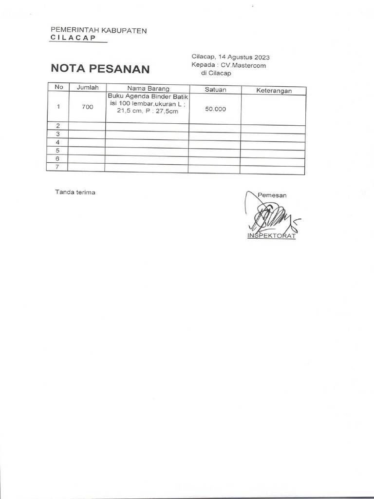 Nota Pesanan | PDF