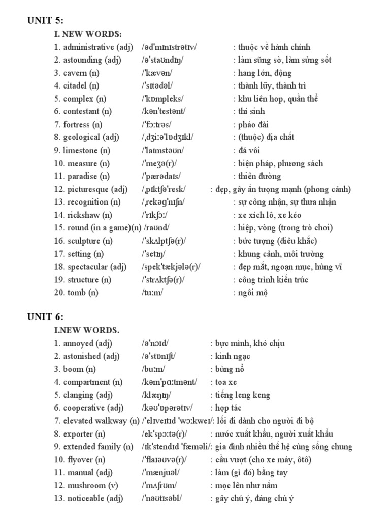 Unit 5-6 Anh 9 | PDF