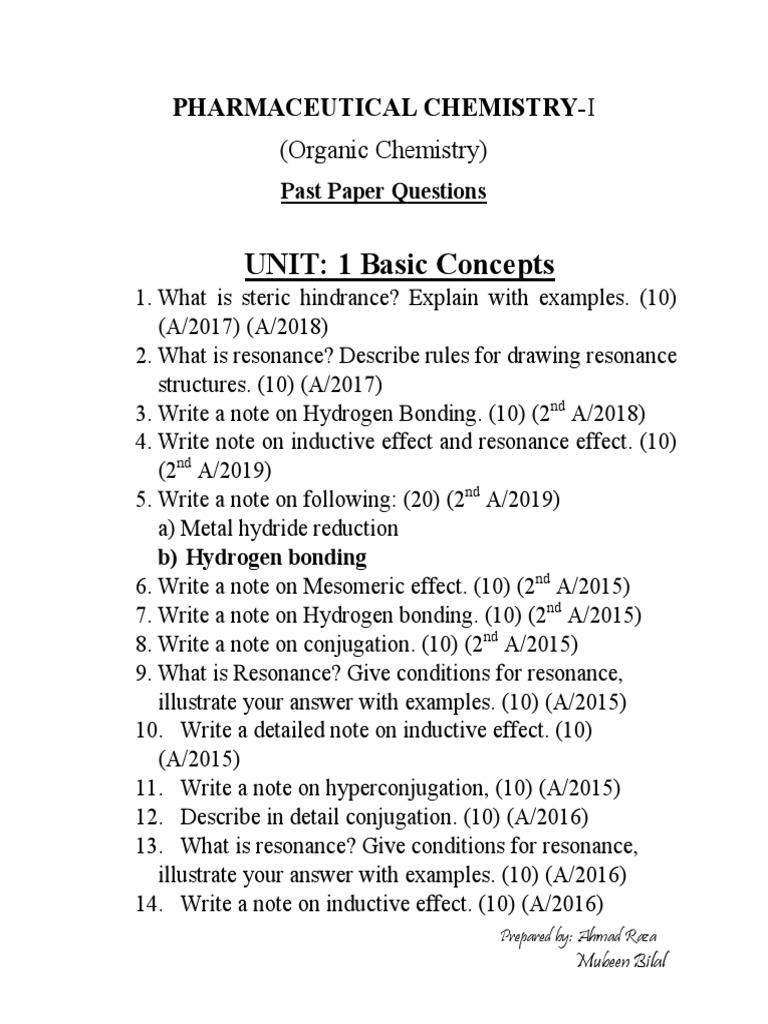 ORGANIC CHEMISTRY Arranged Past Papers | PDF