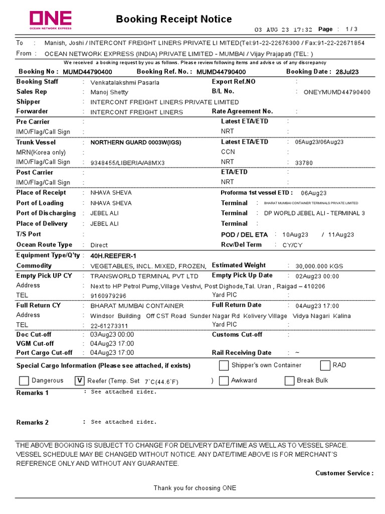 MUMD44790400 | PDF | Cargo | Bill Of Lading