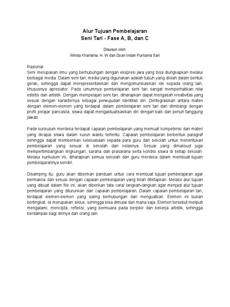 CP - TP Seni Tari | PDF