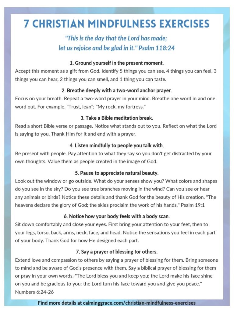 7 Christian Mindfulness Exercises US Print | PDF
