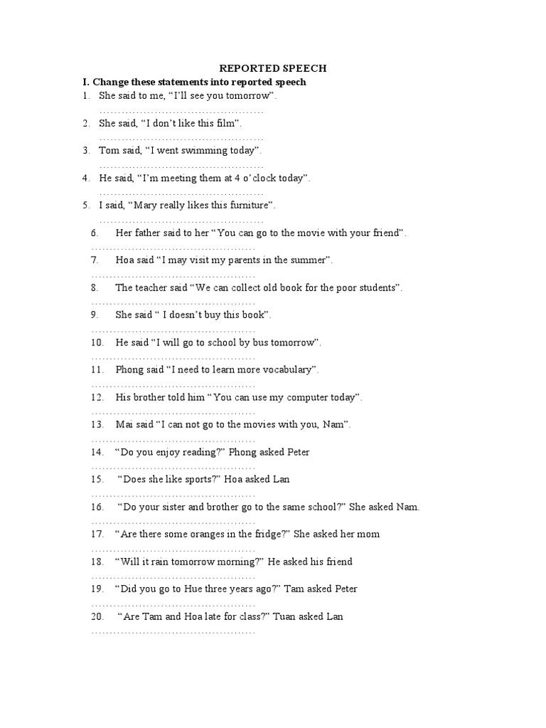 REPORTED SPEECH | PDF