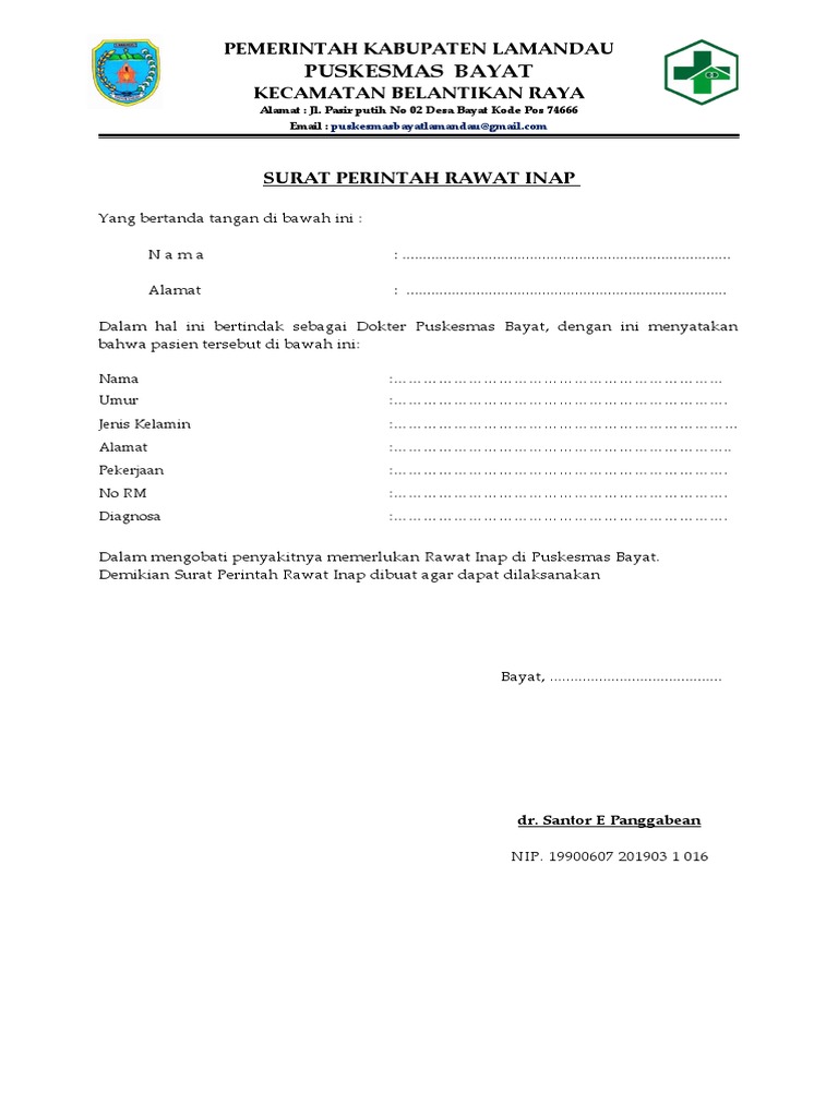 Surat Perintah Rawat Inap | PDF