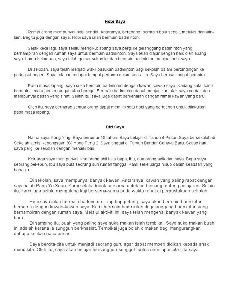 Hobi Saya | PDF