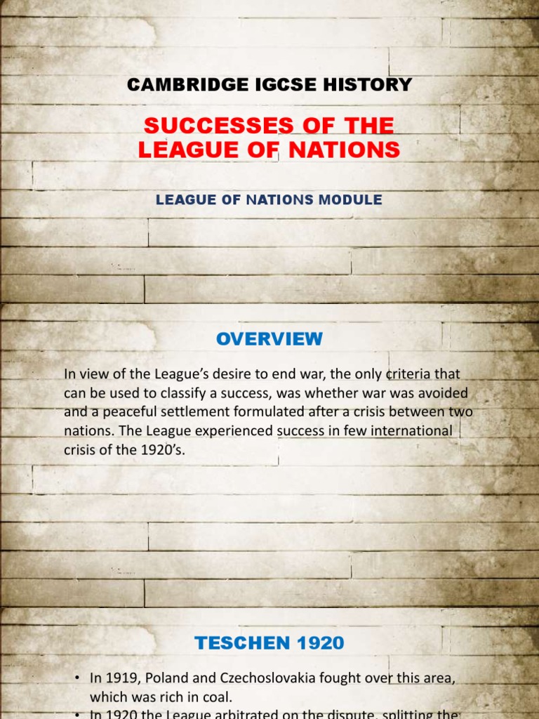 League of Nations: Key Successes 1920s | PDF | League Of Nations ...