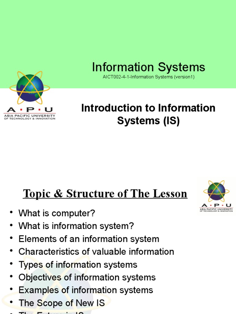 01 Chapter 1 Introduction To Information Systems (Is) | PDF | Information System | Information