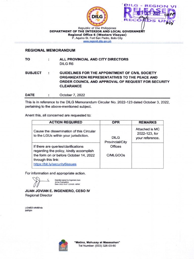 RM Guidelines For The Appointment of CSO Representatives To The POC and Approval of Request For ...