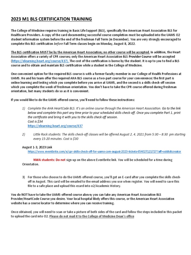 2023 m1 Bls Certification Training | PDF