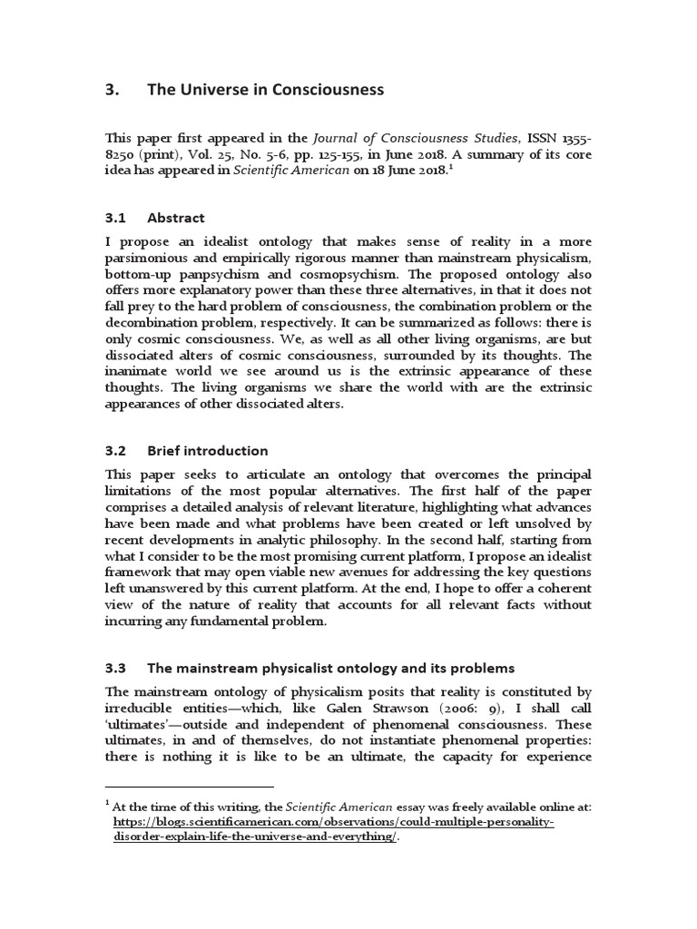 Analytic Conflating Consciuosness | PDF | Consciousness | Thought