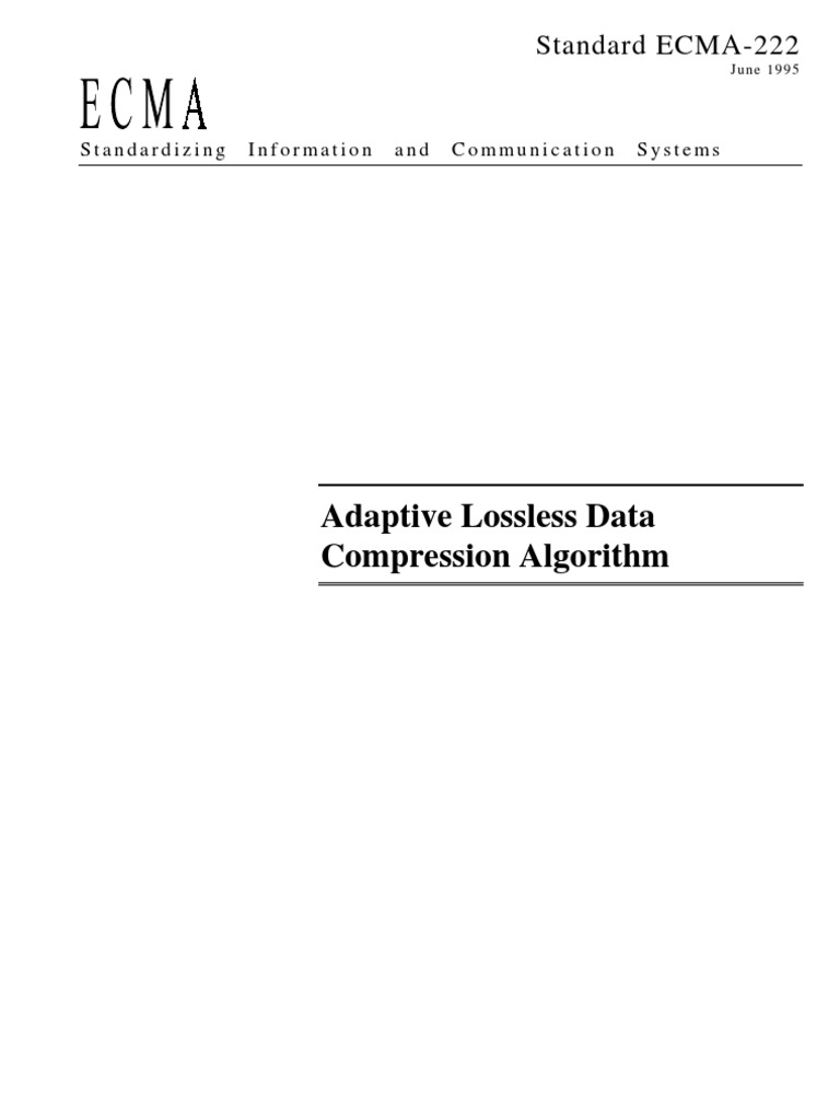 Adaptive Lossless Data Compression Algorithm: Standard ECMA-222 | PDF | String (Computer Science ...