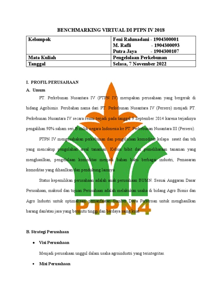 Benchmarking Virtual Di PTPN Iv 2018 | PDF