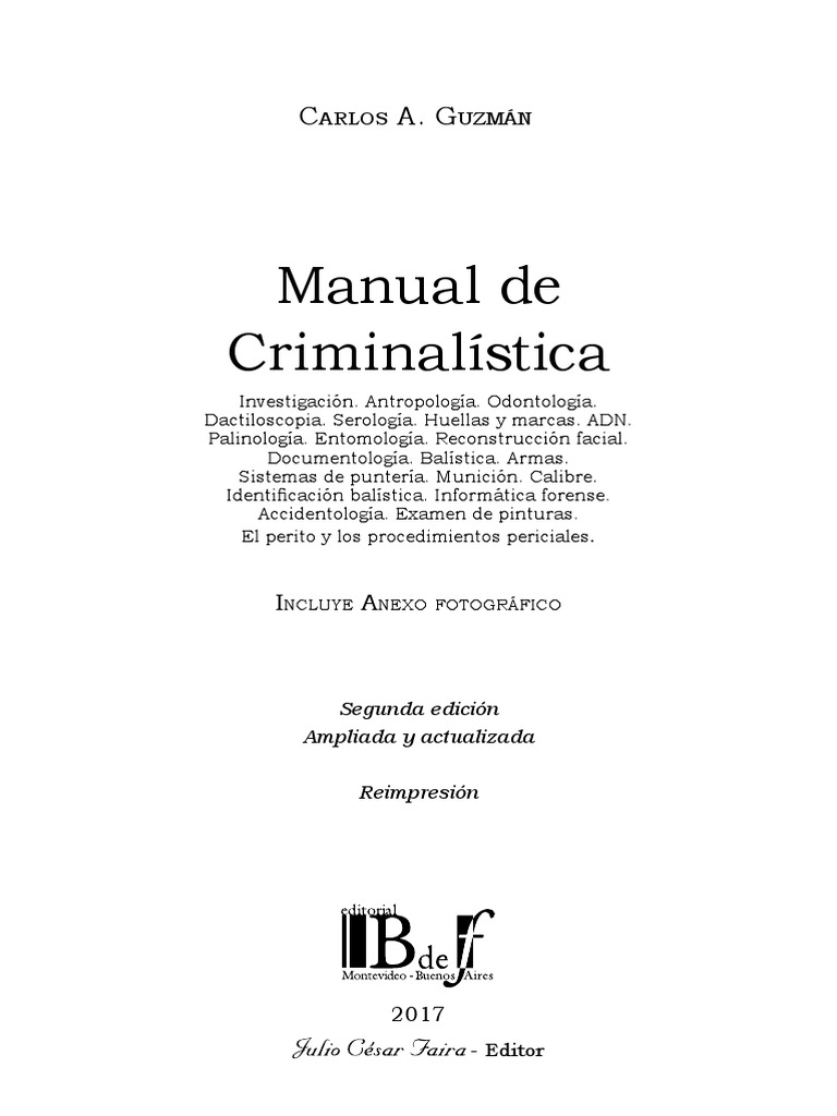 Indice Guzmán Manual de Criminalística | PDF