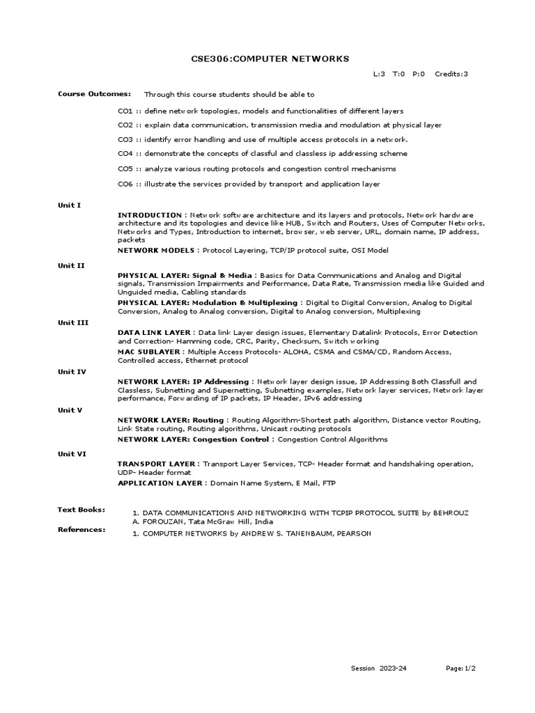 Computer Networks Course Overview | PDF
