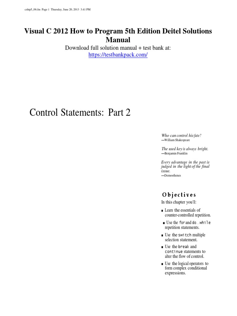 Visual C 2012 How To Program 5th Edition Deitel Solutions Manual Download | PDF