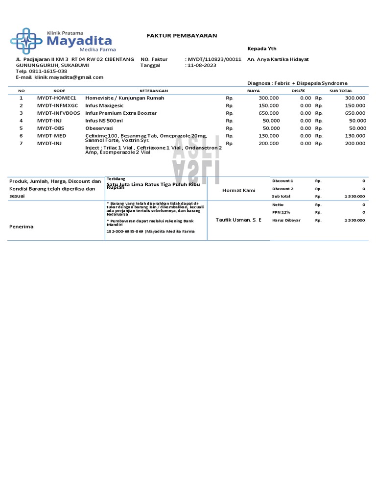 Faktur Pembayaran: Kepada Yth | PDF