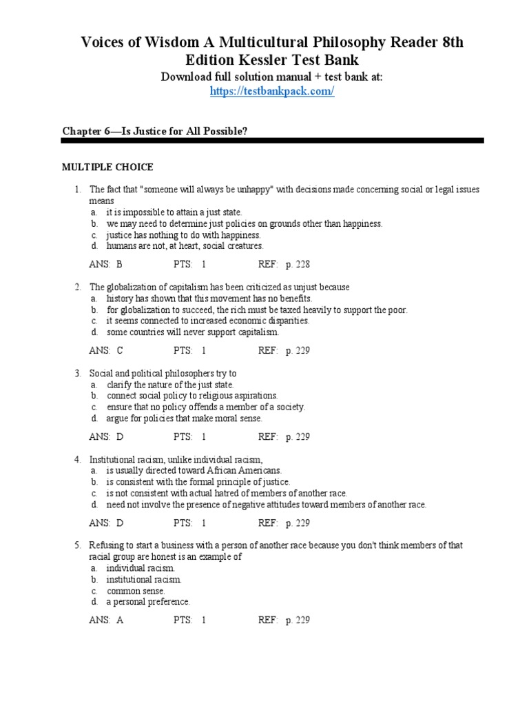 Voices of Wisdom A Multicultural Philosophy Reader 8th Edition Kessler ...